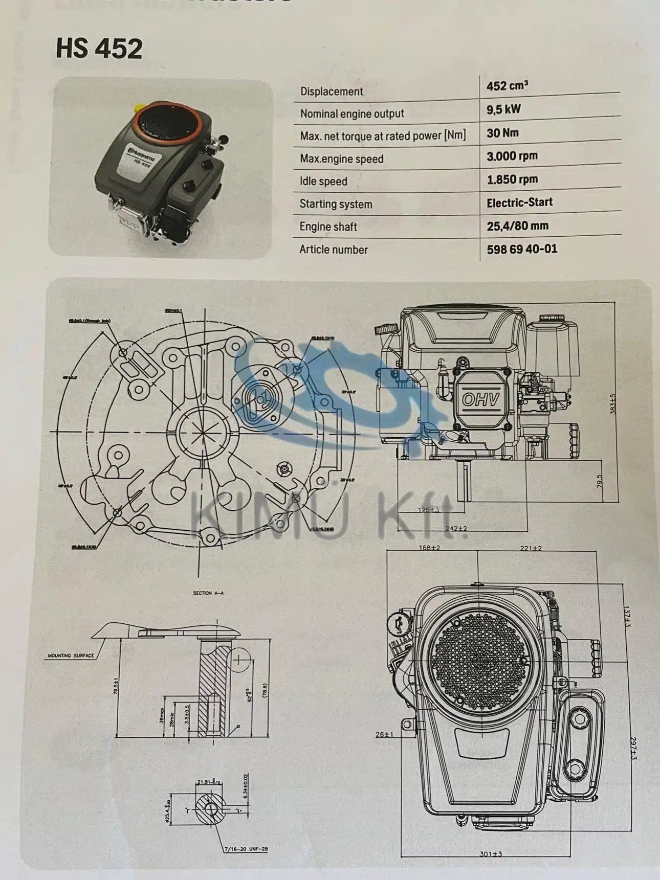Husqvarna HS 452 fűnyíró traktor motor 25x80 - Erdészeti, kertészeti webáruház | KIMÜ Kft.